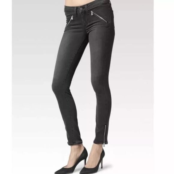 PAIGE | Jeans | Paige Dover Ankle Zip Motojeans Luxe Grey Sz 26 | Poshmark
